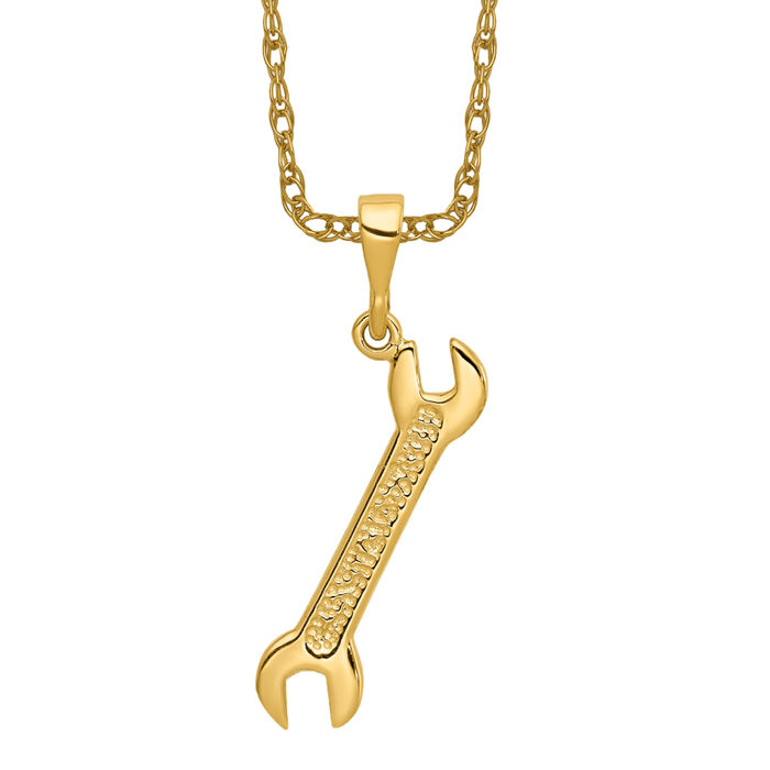 14K Solid Yellow Gold Wrench Necklace | eBay