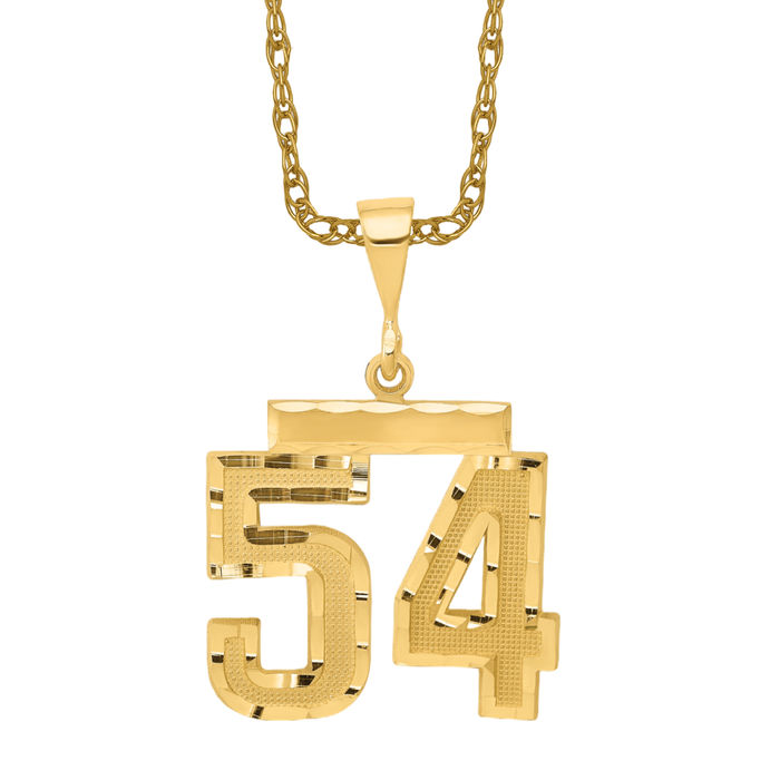 14K Solid Yellow Gold Medium Number 54 Necklace | eBay