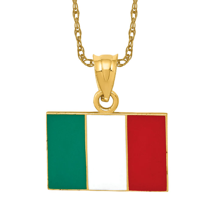 14K Solid Yellow Gold Italy Flag Necklace | eBay