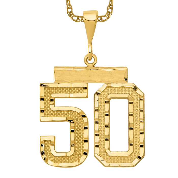 14K Solid Yellow Gold Number 50 Necklace | eBay