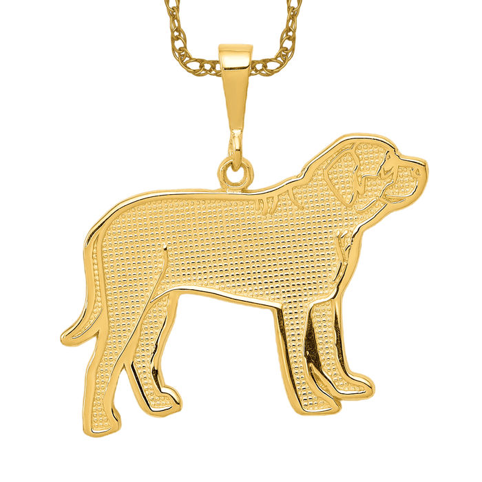 14K Solid Yellow Gold Mastiff Necklace | eBay