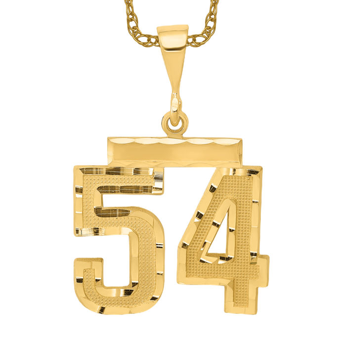 14K Solid Yellow Gold Medium Number 54 Necklace | eBay