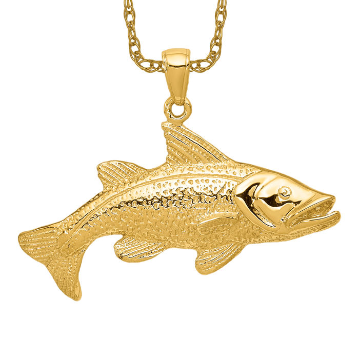 14K Solid Yellow Gold Redfish Necklace | eBay