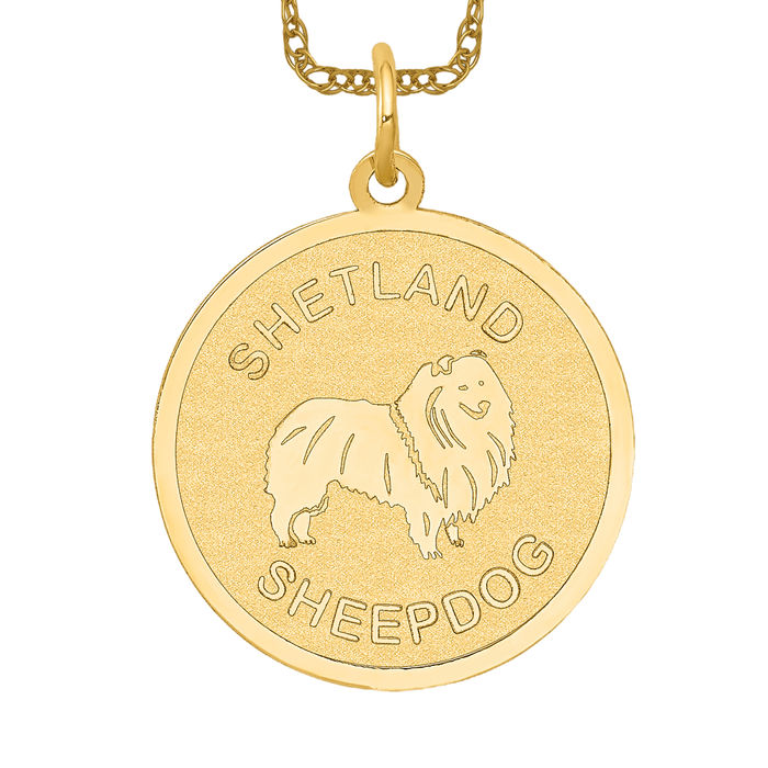 14K Solid Yellow Gold Shetland Sheepdog Necklace | eBay