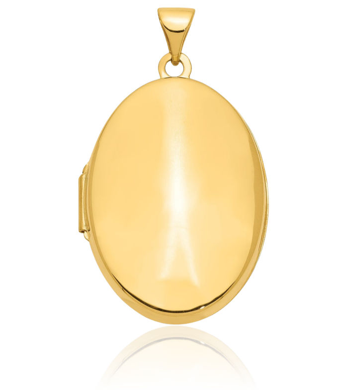 10K Solid Yellow Gold Oval Personalized Photo Locket Necklace Picture Pendant Charm 33x19mm