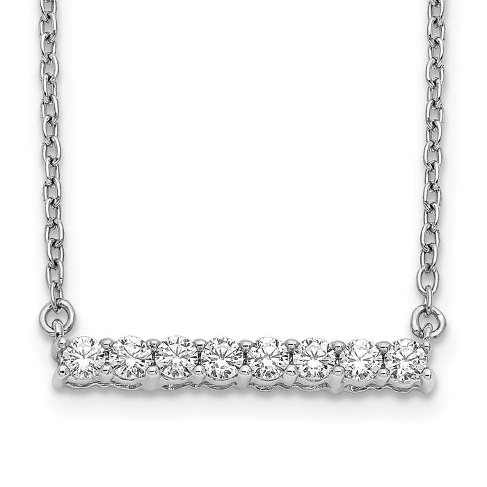 10K Solid White Gold Diamond Bar Chain Necklace eBay