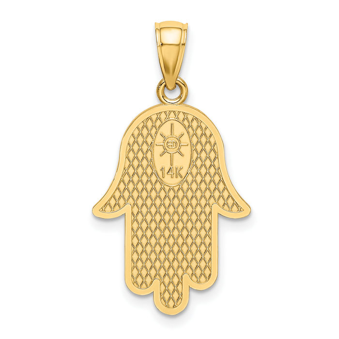 10K Solid Yellow Gold Hamsa Star David Necklace