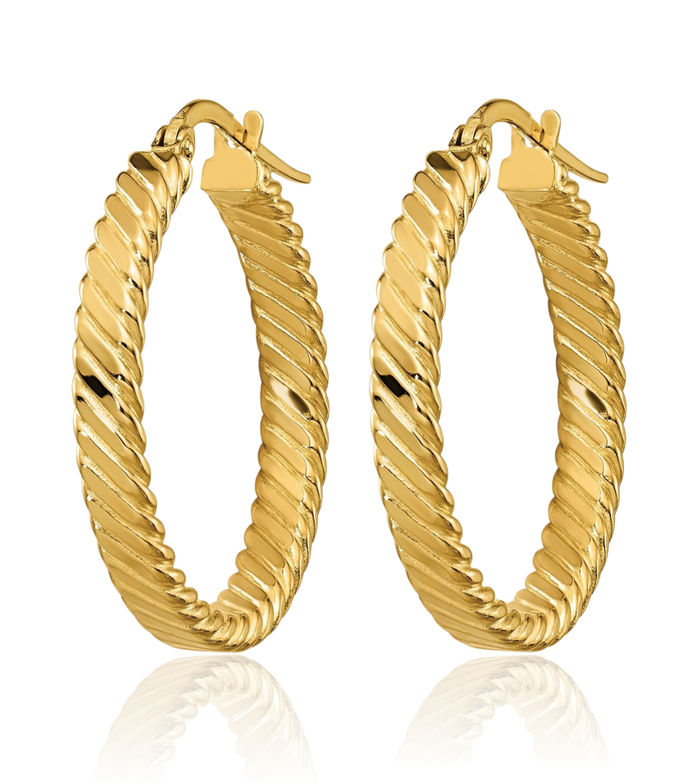 IceCarats 14K Solid Yellow Gold 3.25mm Medium Hoop Earrings