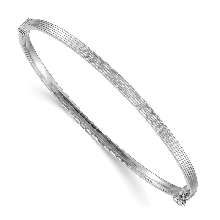 14K Solid White Gold Bangle Bracelet | eBay
