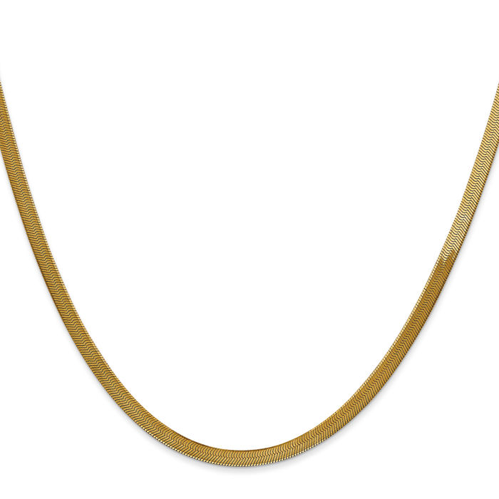 14K Solid Yellow Gold 3mm Herringbone Chain Necklace | eBay