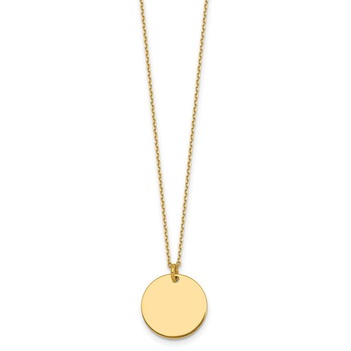 14K Solid Yellow Gold Disc Chain Necklace | eBay