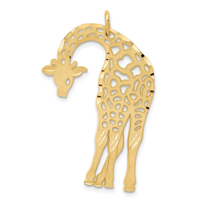 14K Solid Yellow Gold Giraffe Necklace