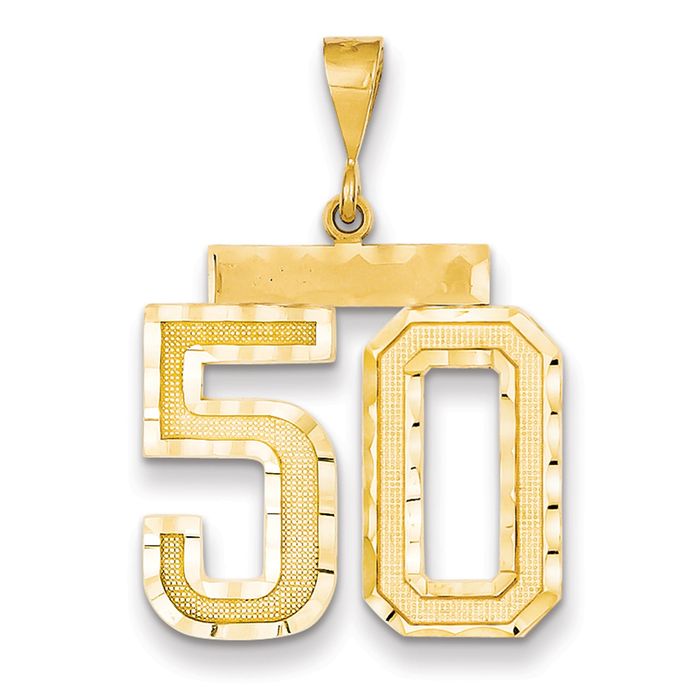 14K Solid Yellow Gold Number 50 Necklace | eBay