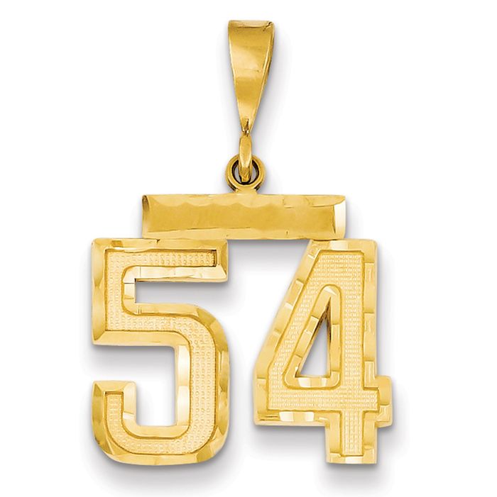 14K Solid Yellow Gold Medium Number 54 Necklace | eBay