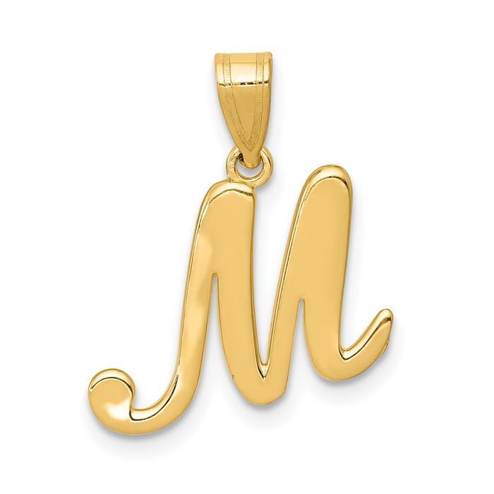 14K Solid Yellow Gold Letter M Initial Necklace | eBay