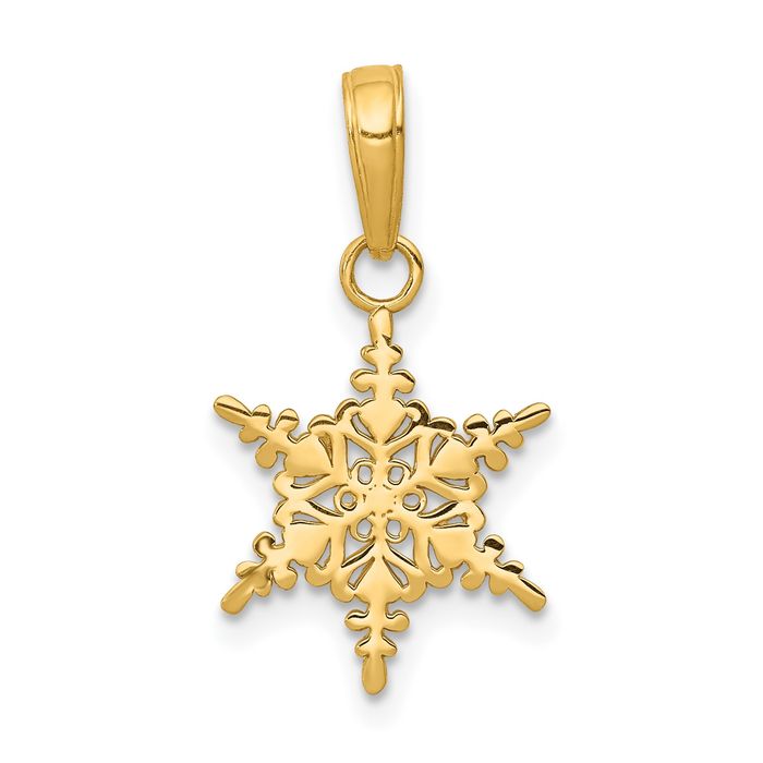 14K Solid Yellow Gold Snowflake Necklace | eBay