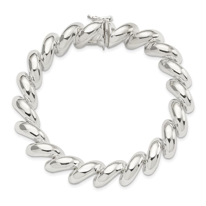 925 Sterling Silver 12mm San Marco Chain Bracelet | eBay