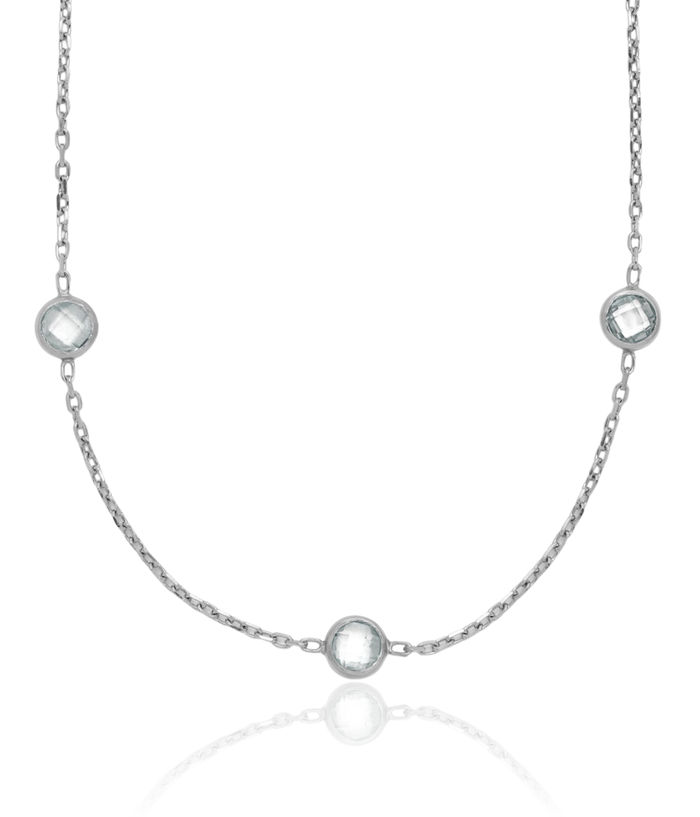 925 Sterling Silver Cubic Zirconia 1.6mm Thin 26 Station Cable Chain ...