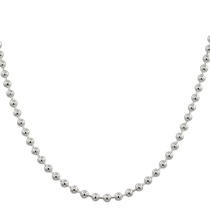 925 Sterling Silver 5mm Beaded Ball Chain Necklace 20 inch